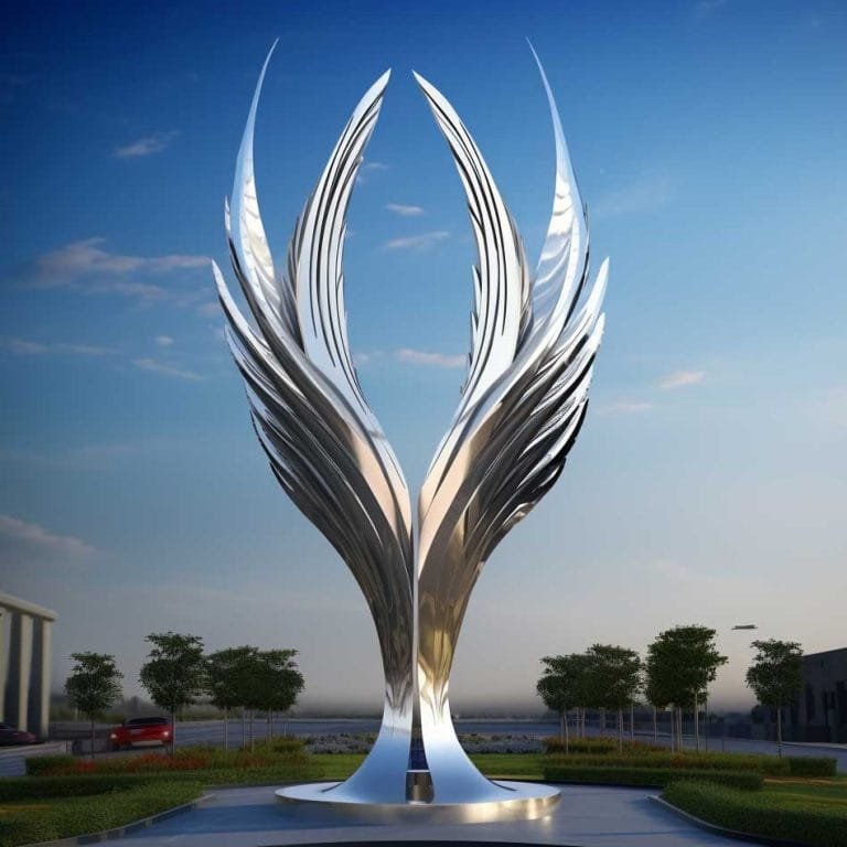 Metal Angel Wing Sculpture On Stand OAS-SOS7 - salestatue