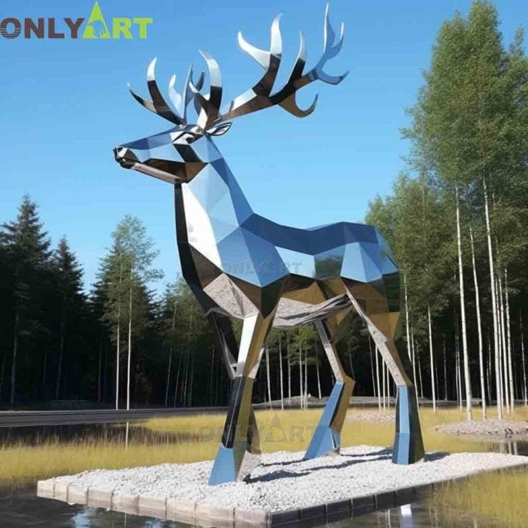 Mirror Art Metal Deer Statues For Yard - salestatue