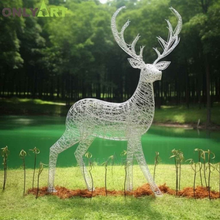 Wire Deer Sculpture Garden Decor - salestatue