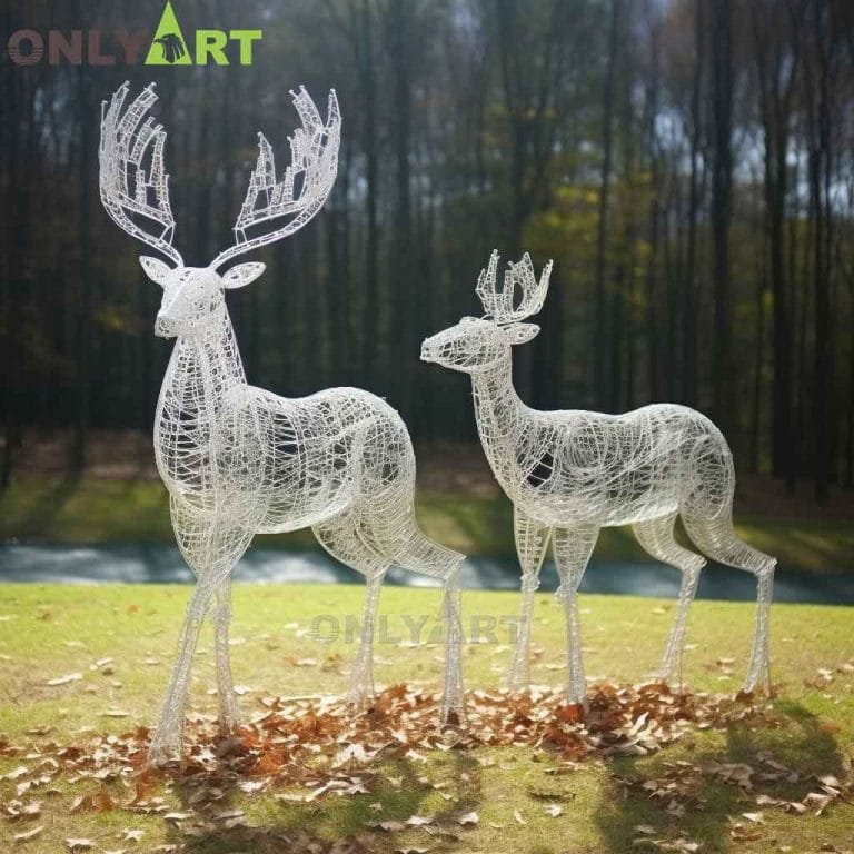 Wire Deer Sculpture Garden Decor - salestatue
